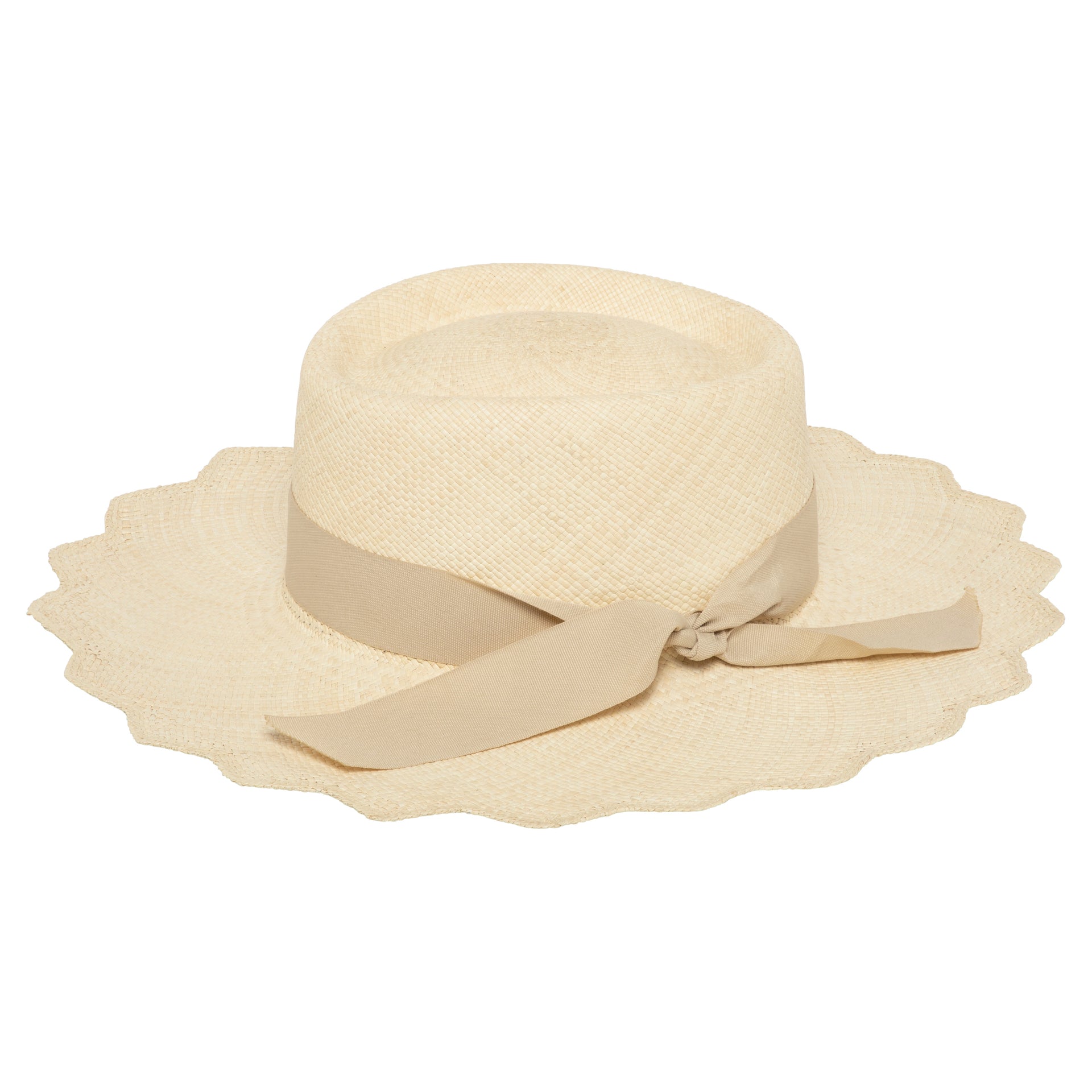 Scalloped Elegance Scalloped Brim Hat With Tonal Grosgrain Ribbon ...